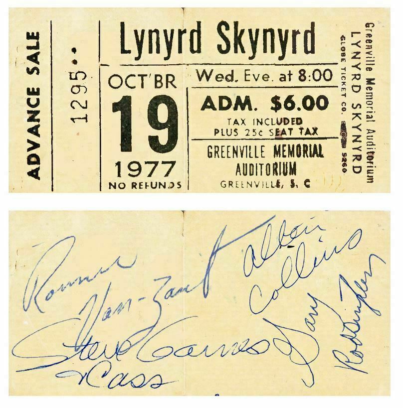 Oct 19, 1977: Lynyrd Skynyrd at Greenville Memorial Auditorium ...