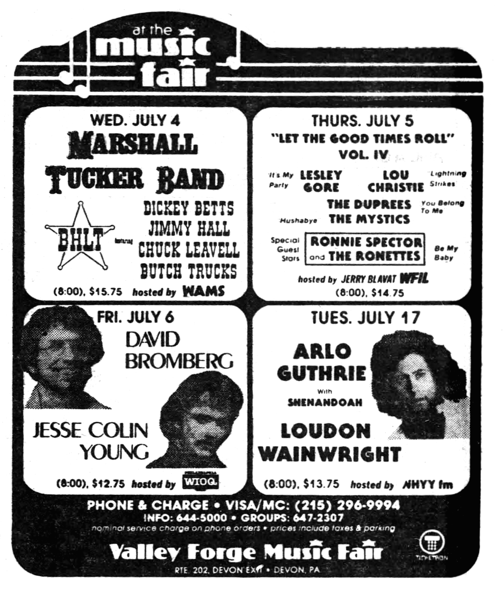 Jul 05, 1984: Lesley Gore / Lou Christie / The Duprees / The Mystics / Ronnie Spector and the ...