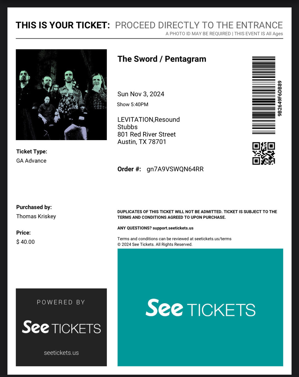 The Sword / Pentagram Concert & Tour History (Updated for 2024 ...