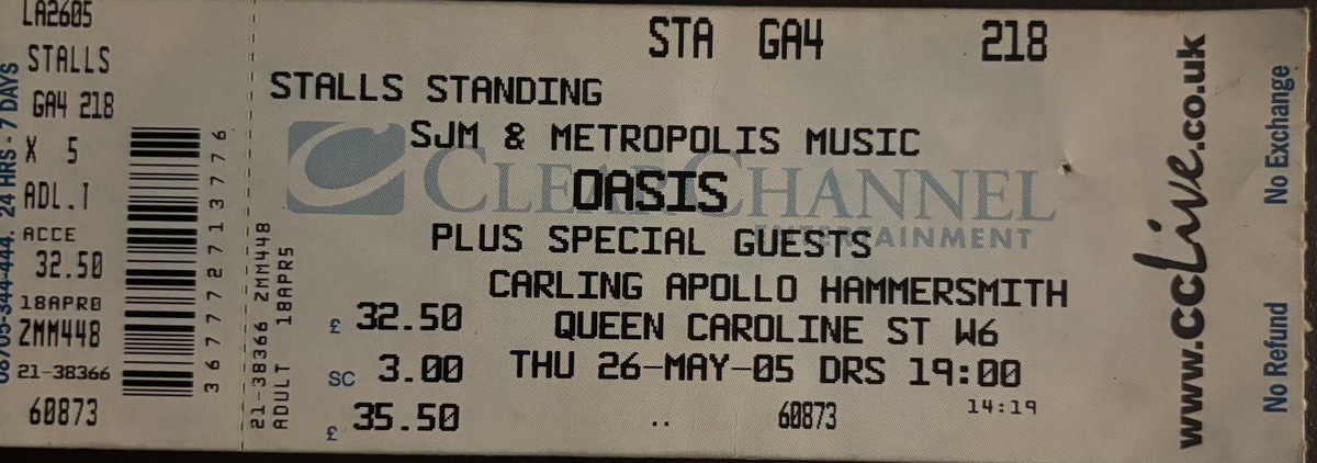 Oasis's 2005 Concert & Tour History | Concert Archives