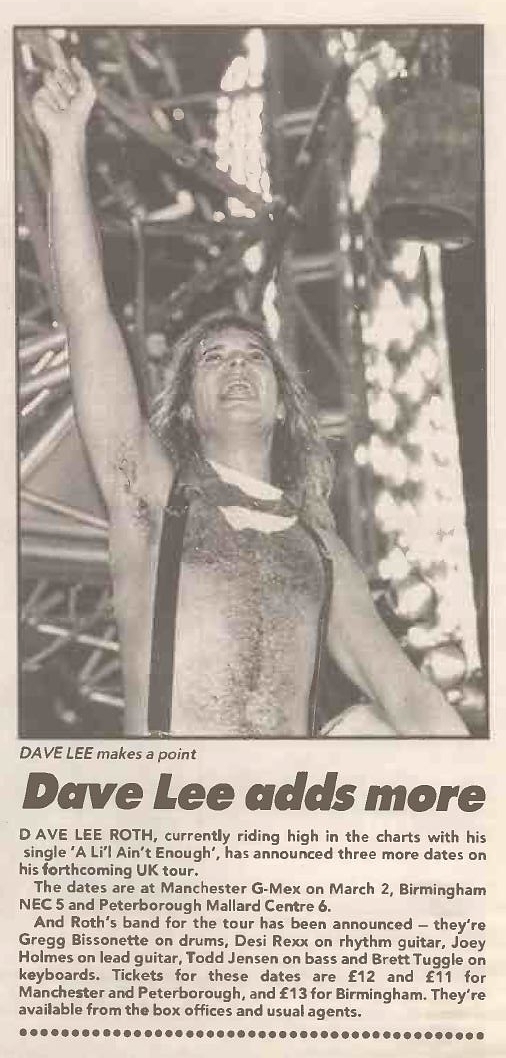 David Lee Roth Concert & Tour History | Concert Archives